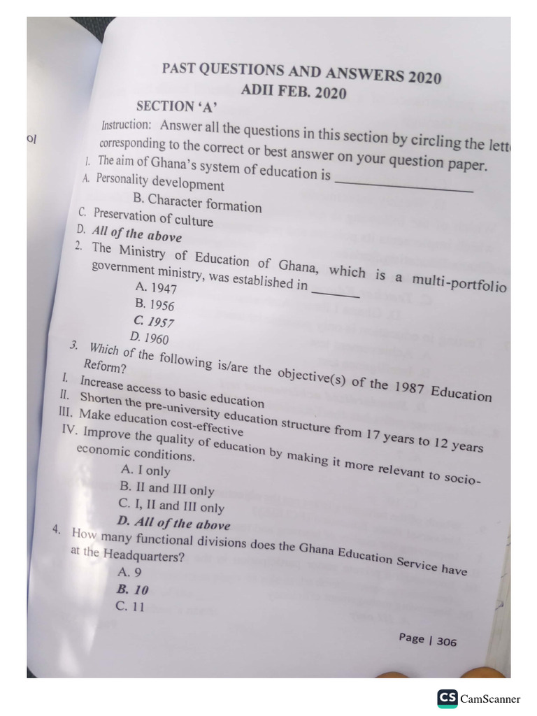 GES AD II Promotion Exams Past Questions Answers | PDF