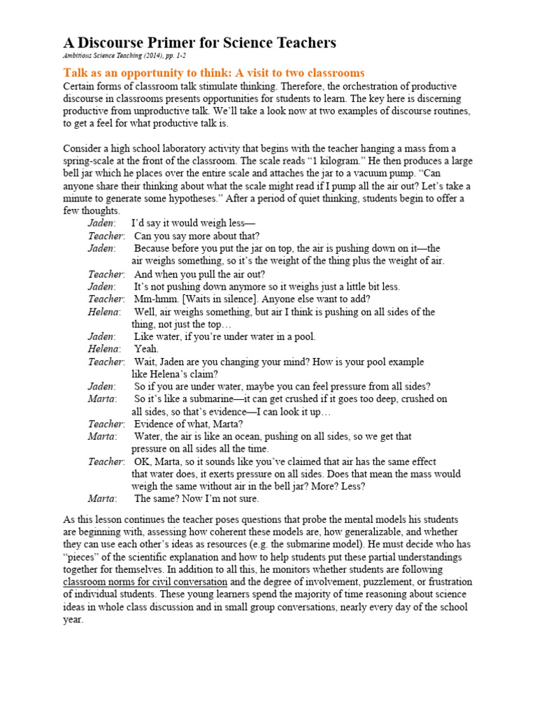Enhancing Classroom Discourse in Science | PDF | Rock (Geology) | Teachers