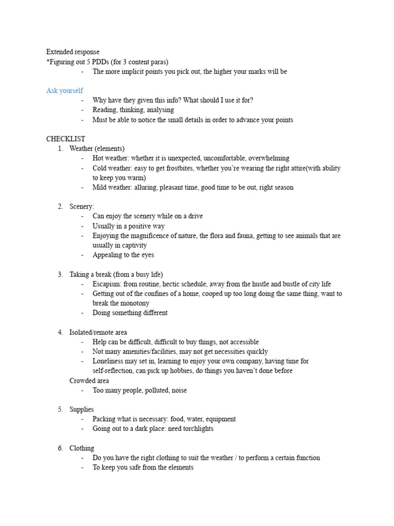 Extended Response - Checklist | PDF | Social Psychology | Psychology