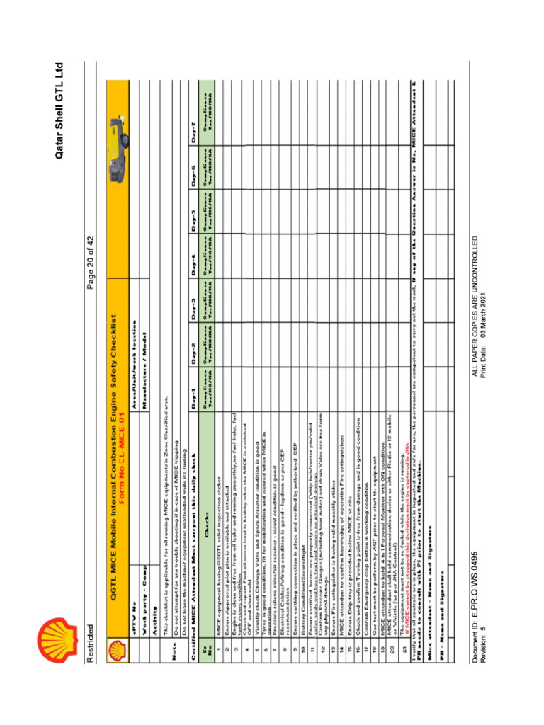 MICE CHECK LIST-Rev-05 | PDF