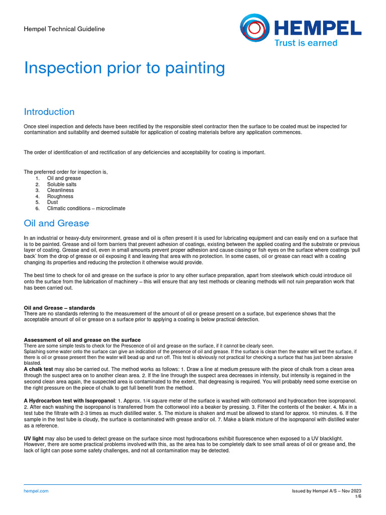 Inspection Prior To Painting | PDF | Humidity | Materials