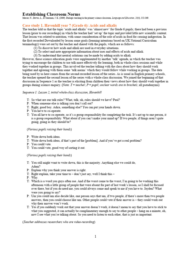 Classroom Norms for Science Learning | PDF | Teachers | Cognition
