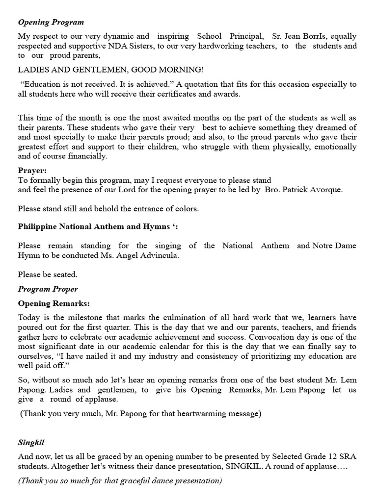 Recognition Day script | PDF