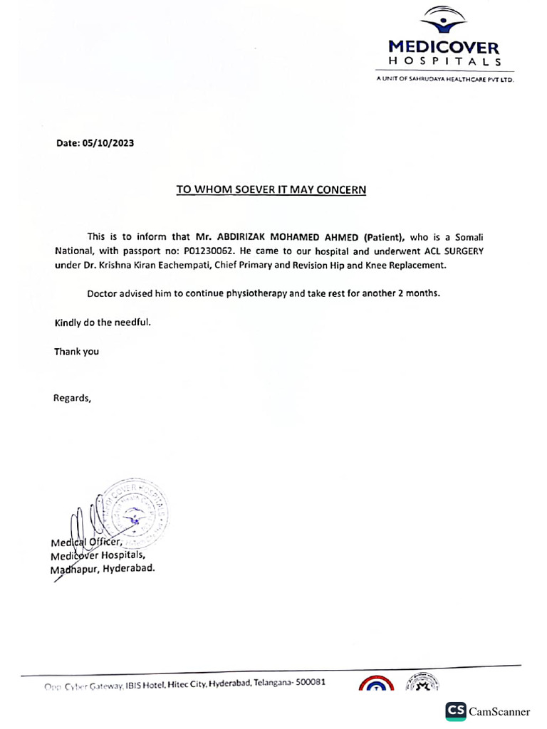 Doctor Leave Letter | PDF