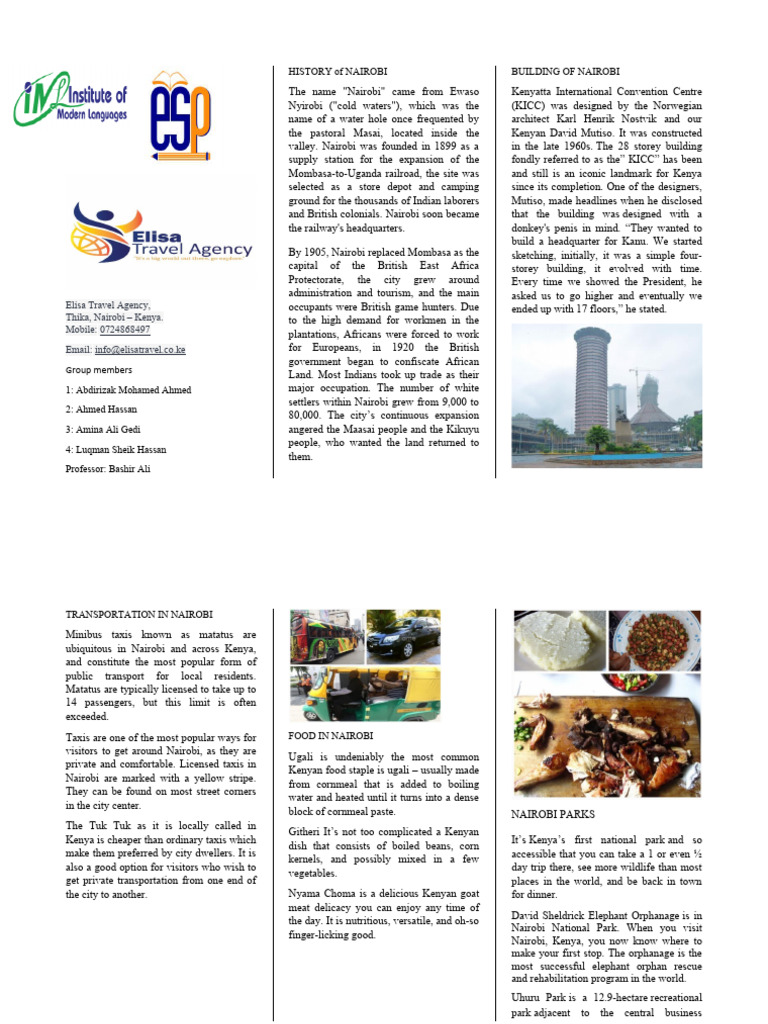Brochure Elisa Travel Agency Pdf Nairobi Kenya