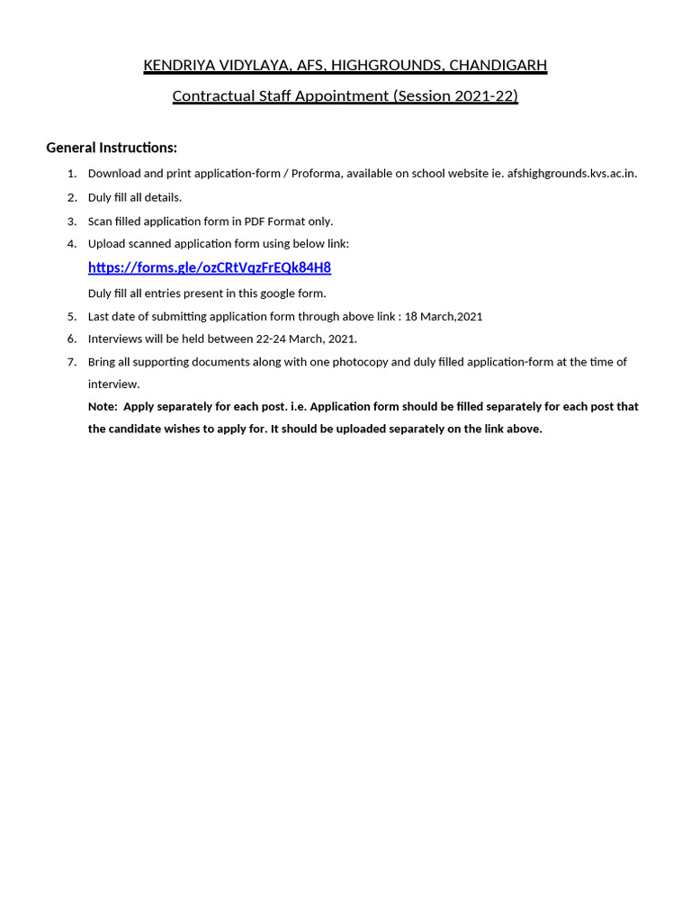 Instructions Qualifications For Contractual Teachers 2021 22 PDF