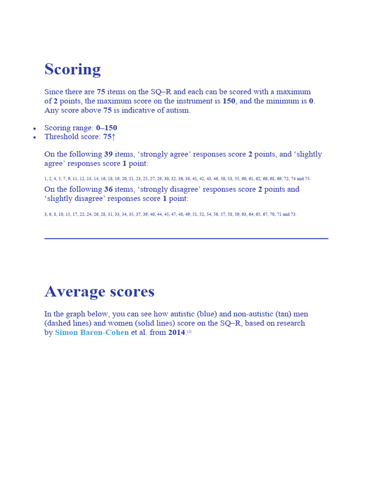 Scoring SQR | PDF | Autism Spectrum | Developmental Disabilities