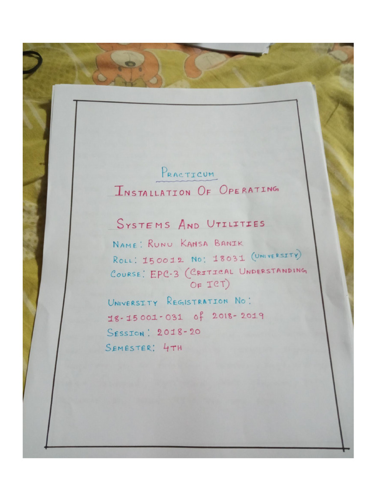 1.4EPC3 (Practicum) - Installation of Operating System - B.Ed (Semester ...