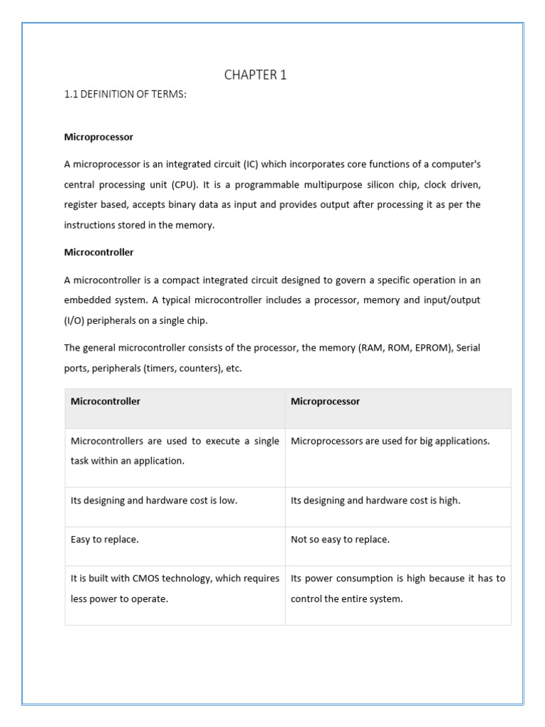 CHAPTER 1,2,3 control sytem | PDF | Microcontroller | Central Processing Unit