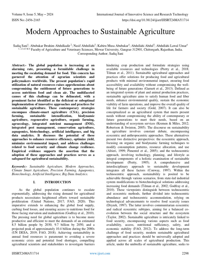 Modern Approaches to Sustainable Agriculture | PDF | Agriculture ... Modern Approaches to Sustainable Agriculture | PDF | Agriculture ...
