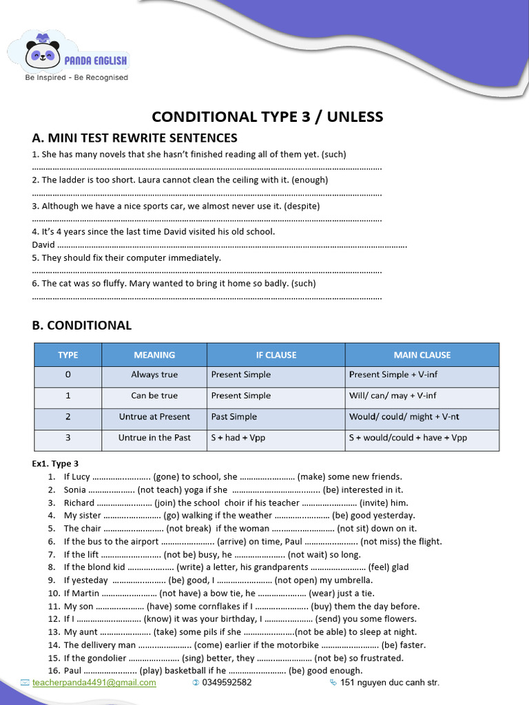 Conditional Sentences with Unless | PDF