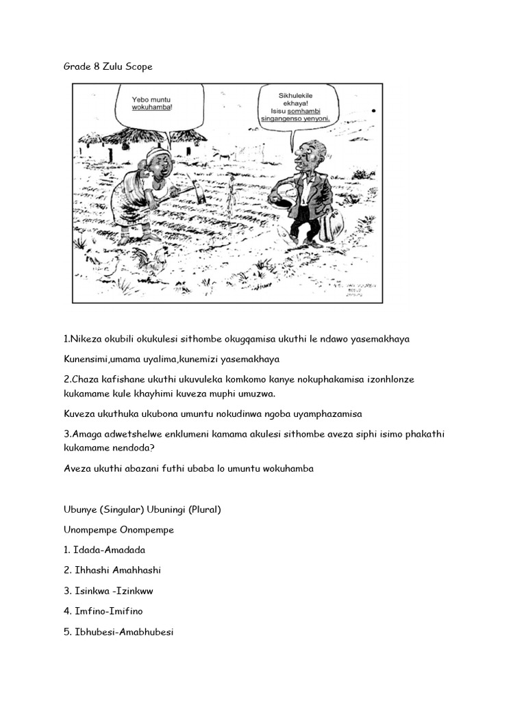 Zulu Scope Grade 7 | PDF | Syntax | Linguistic Typology