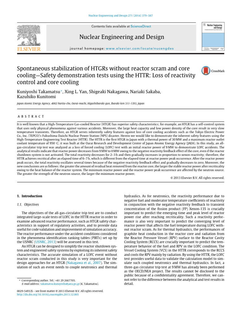 2014 - Nuclear Engineering and Design - 271 | PDF | Nuclear Reactor ...
