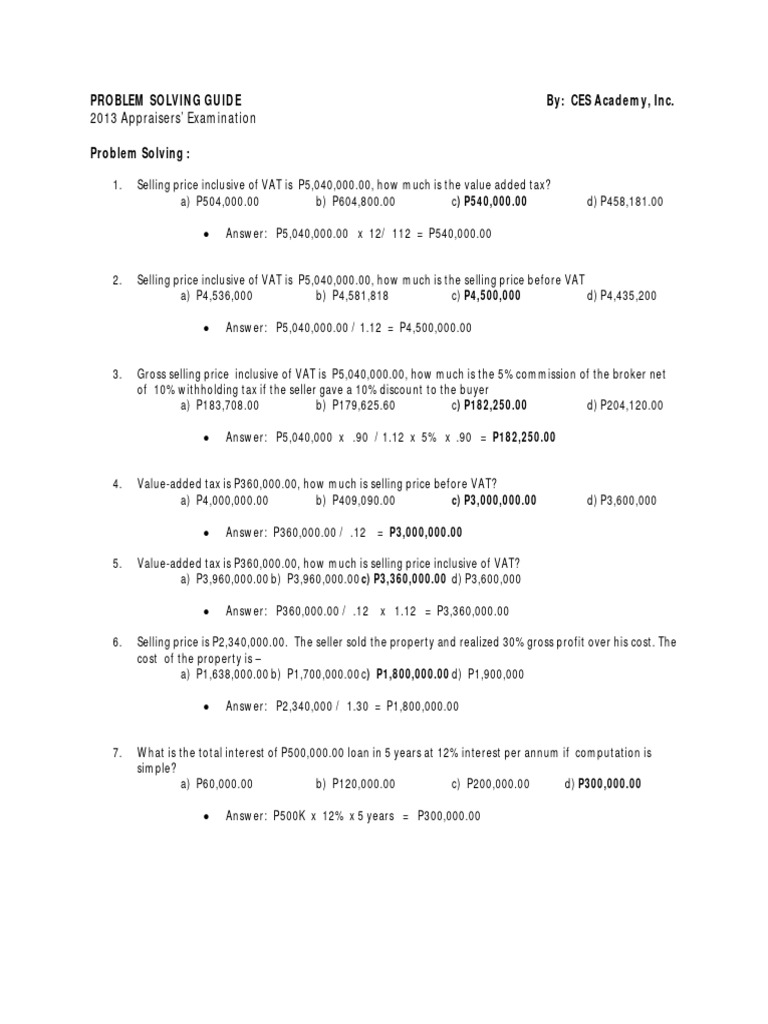 019-Problem-Solving-with-answer-guide | PDF | Taxes | Value Added Tax
