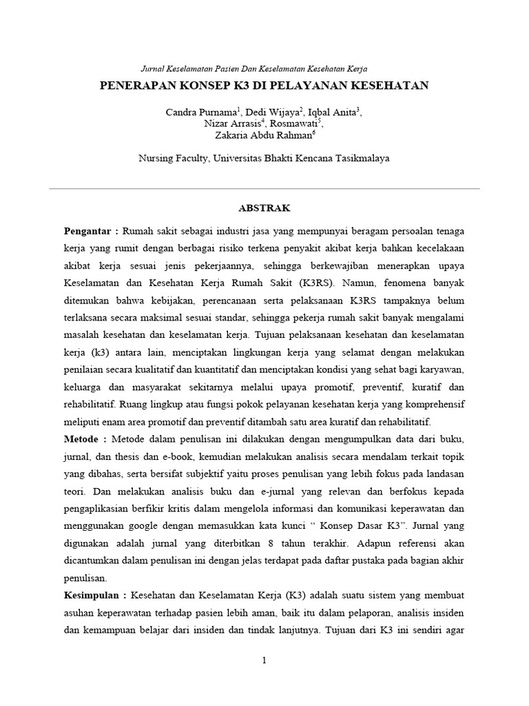 JURNAL K3 KELOMPOK - 2 Candra, Nizar, Dedi, Iqbal, Rosmawati, Zakaria FIX | PDF