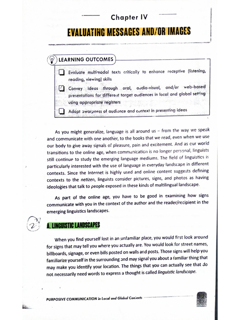 Unit III - Evaluating Messages - Images | PDF