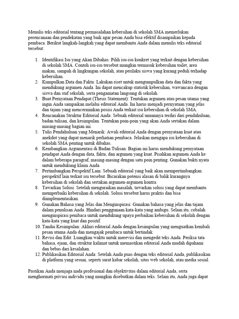 Langkah2 Menulis Teks Editorial | PDF | Karier & Perkembangan
