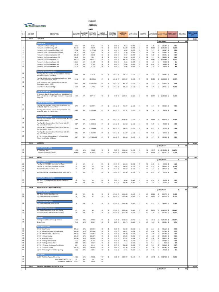 Estimate Residential Sample Pdf Flooring Door