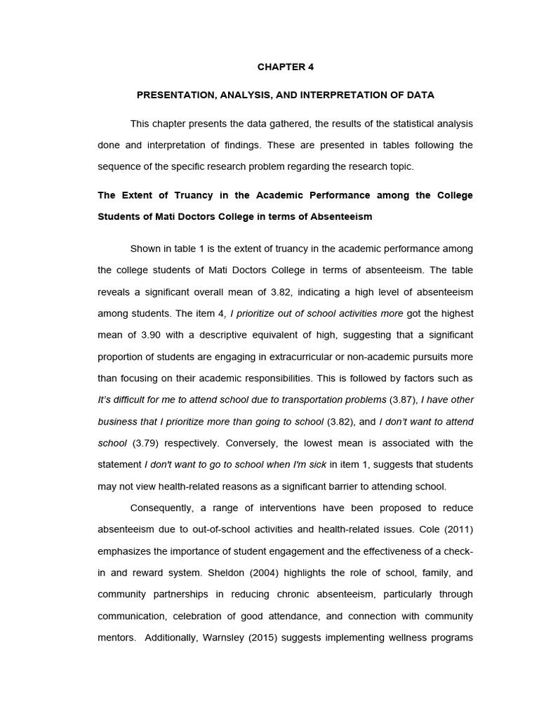 Truancy and Academic Performance - Chap4&5 | PDF | P Value | Affect ...