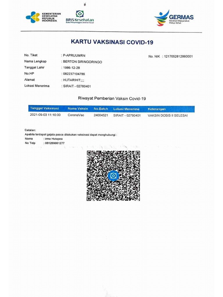 Sertifikat vaksin | PDF