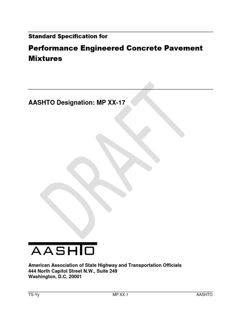 Aashto Draft MP XX 17 | PDF | Concrete | Cement