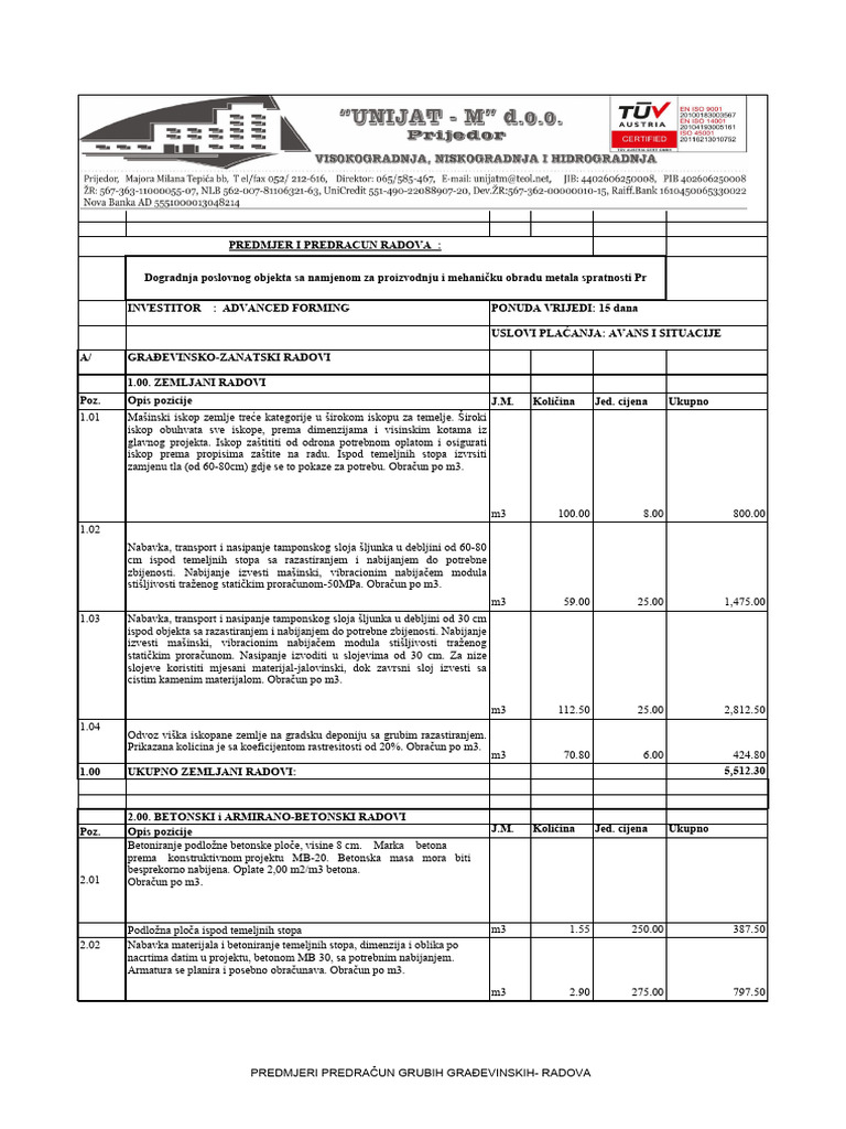 Advanced Forming Ponuda | PDF