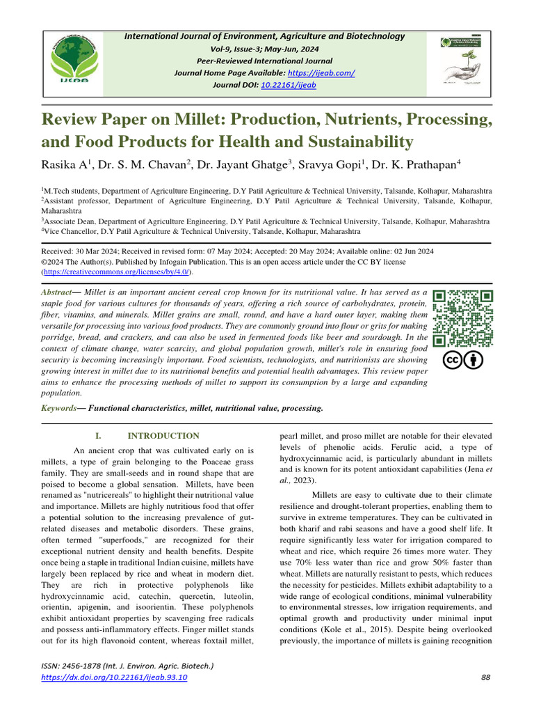Millet: Nutritional Benefits and Processing | PDF | Dietary Fiber ...