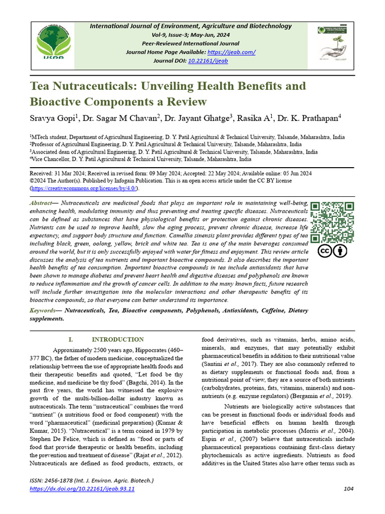 Tea Nutraceuticals: Unveiling Health Benefits and Bioactive Components ...