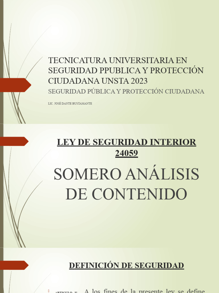 Clase 3 Ley Nacional de Seguridad Interior | PDF | Policía | Argentina