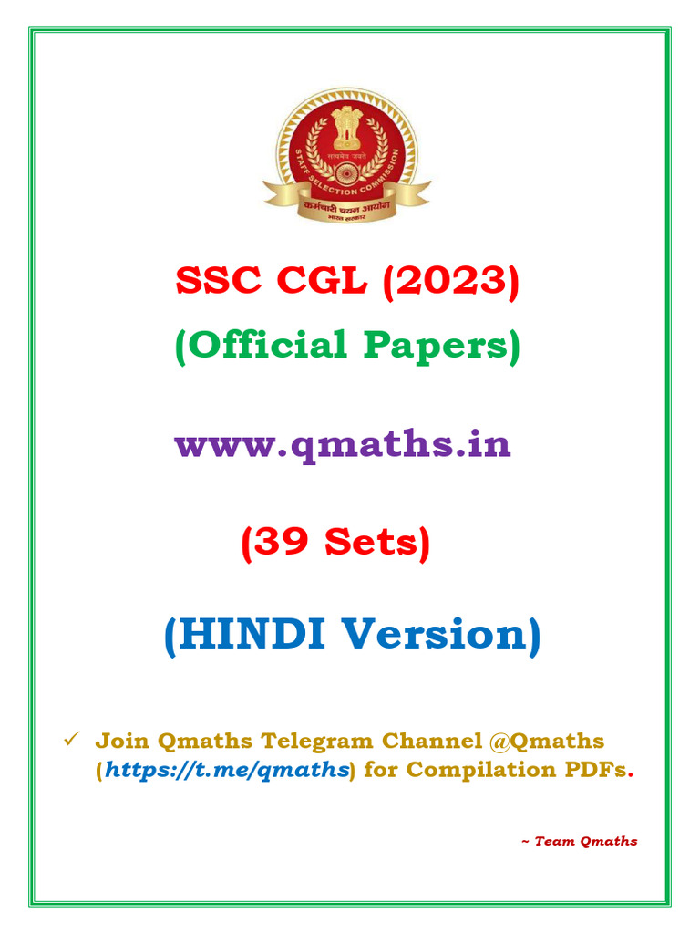HN SSC CGL 2023 Tier 1 Official Papers 39 Sets by Team Qmaths | PDF