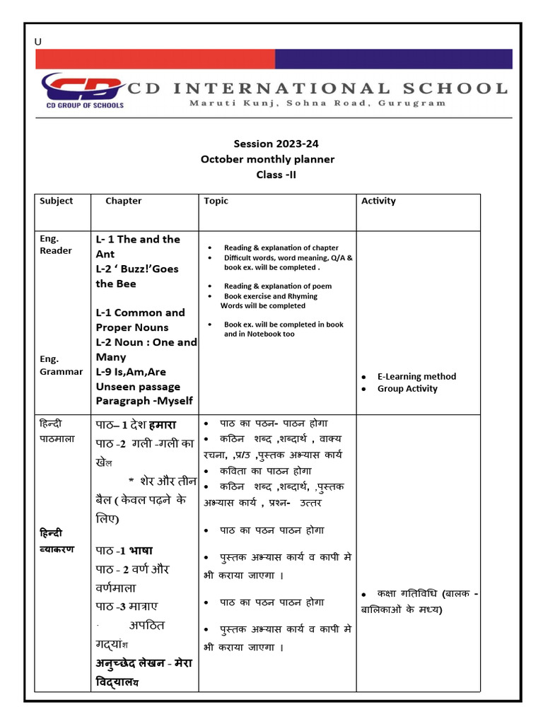 Grade 2october Planne | PDF | Linguistics