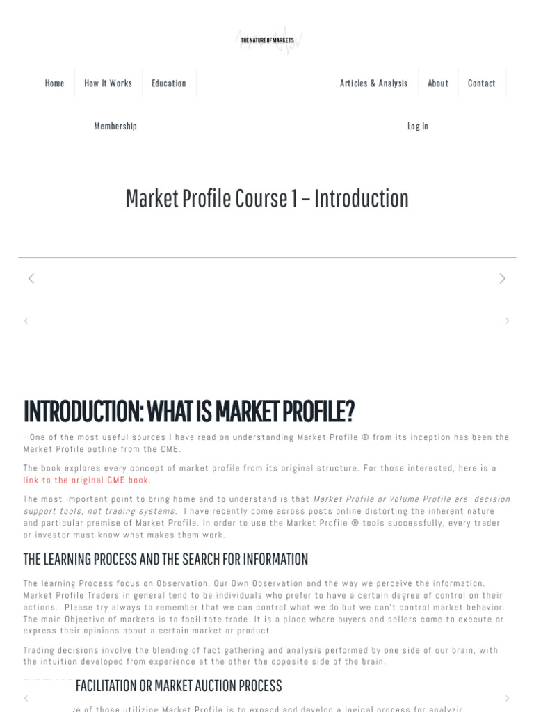 Market Profile Course 1 - Introduction - The Nature of Markets | PDF ...