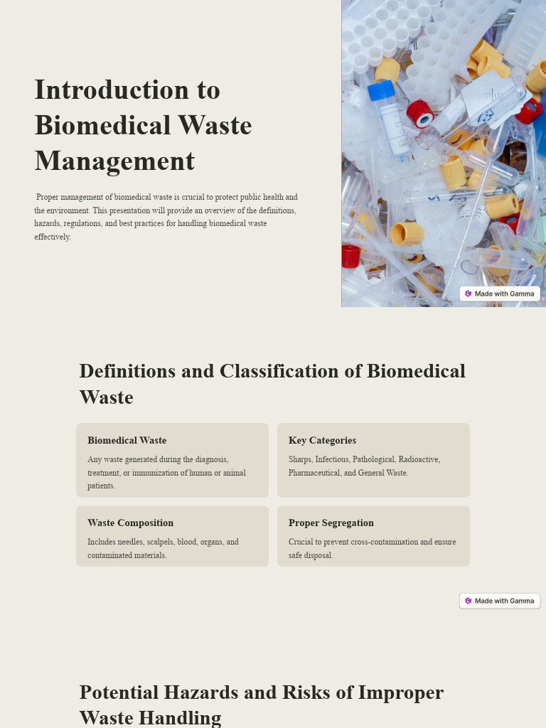 Introduction To Biomedical Waste Management | PDF | Waste | Waste ...