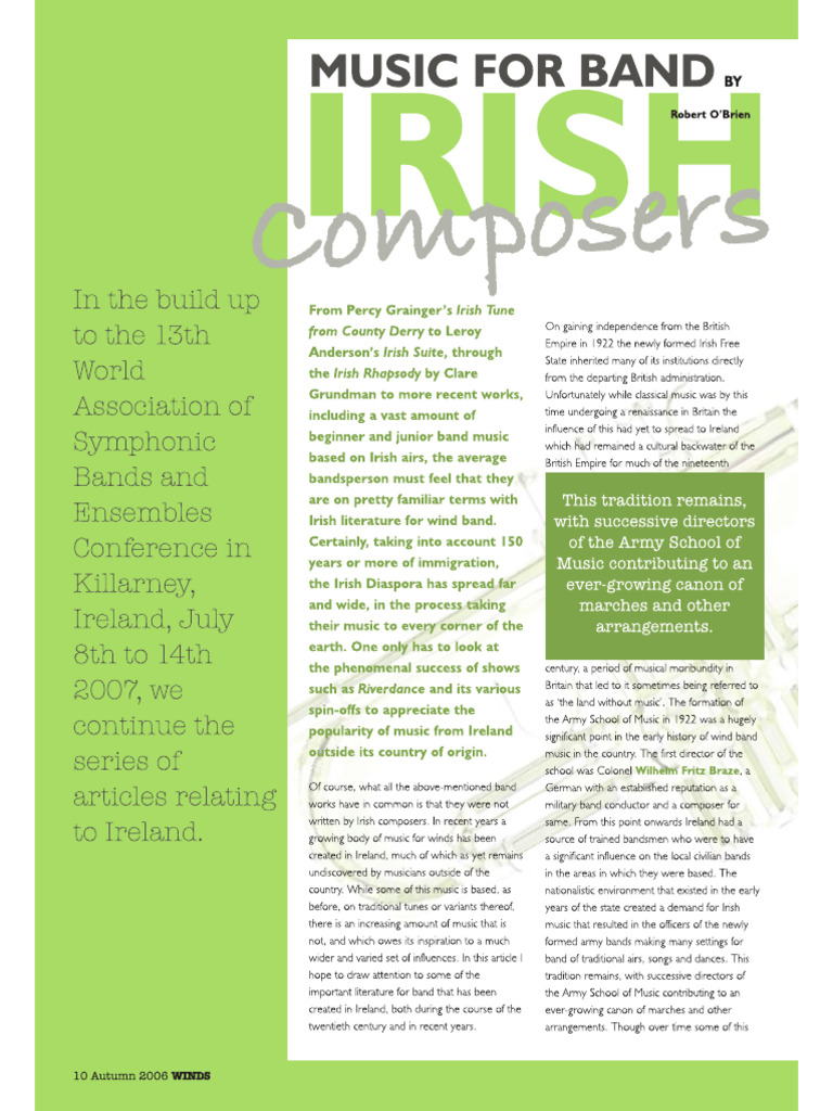 Irish Wind Band Compositions Overview | PDF | Orchestras | Musical ...