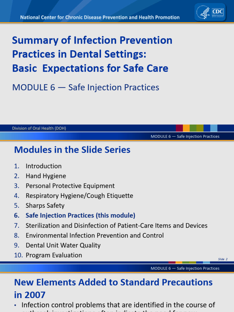 Dental Safe Injection Guidelines | PDF | Injection (Medicine) | Syringe