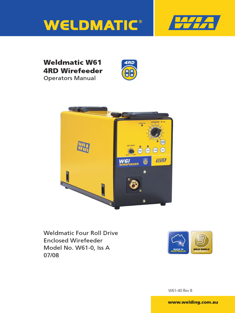 Weldmatic W61 4RD Wirefeeder Manual | PDF | Welding | Construction