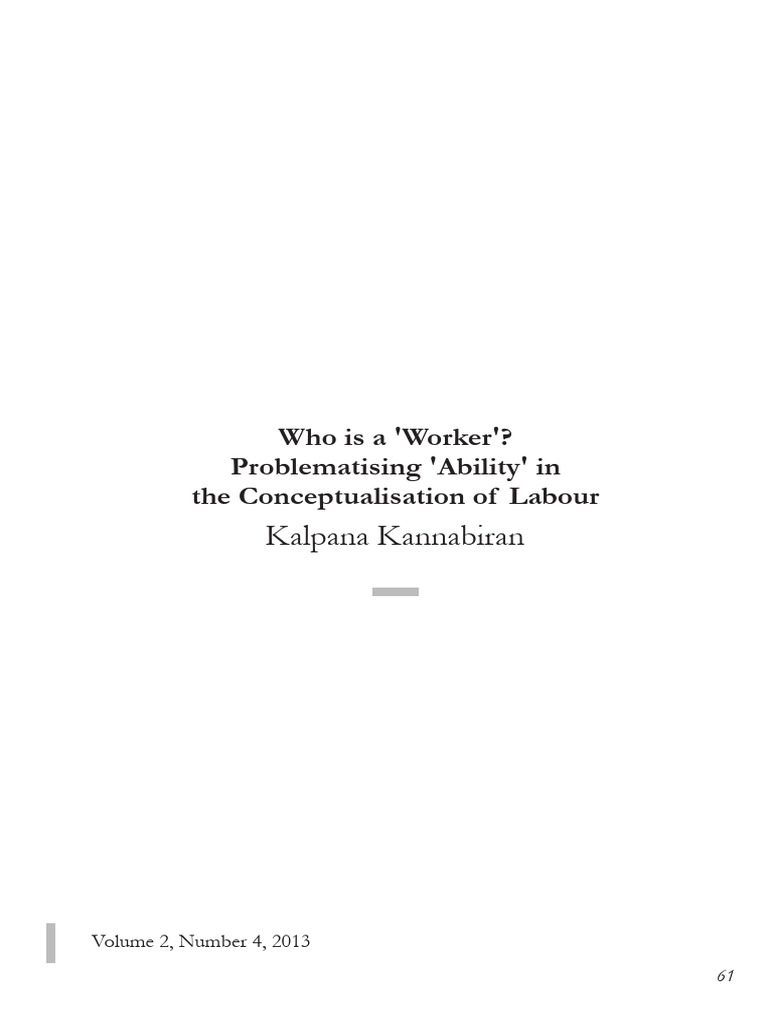 Who Is A Worker Problematising Ability I | PDF | Disability | Social ...