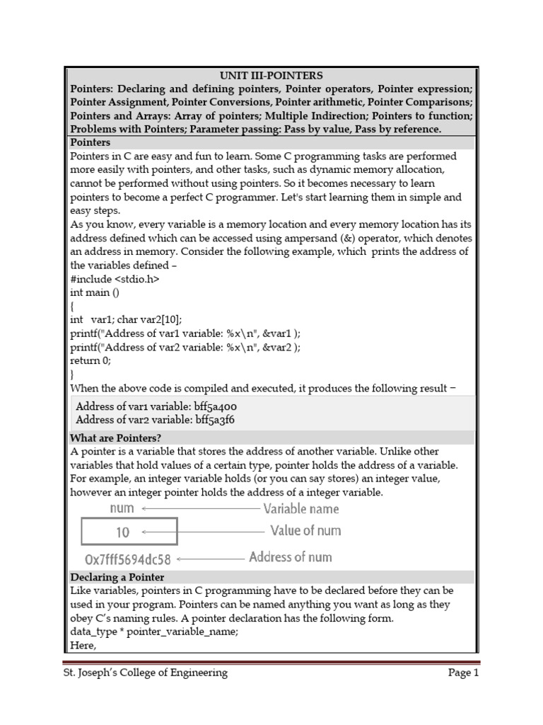 Unit 3 Pdf Pointer Computer Programming Parameter Computer Programming 