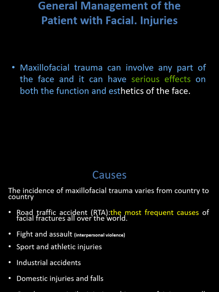 Lec.1 General Management of The Patient With Facial Injuries | PDF ...