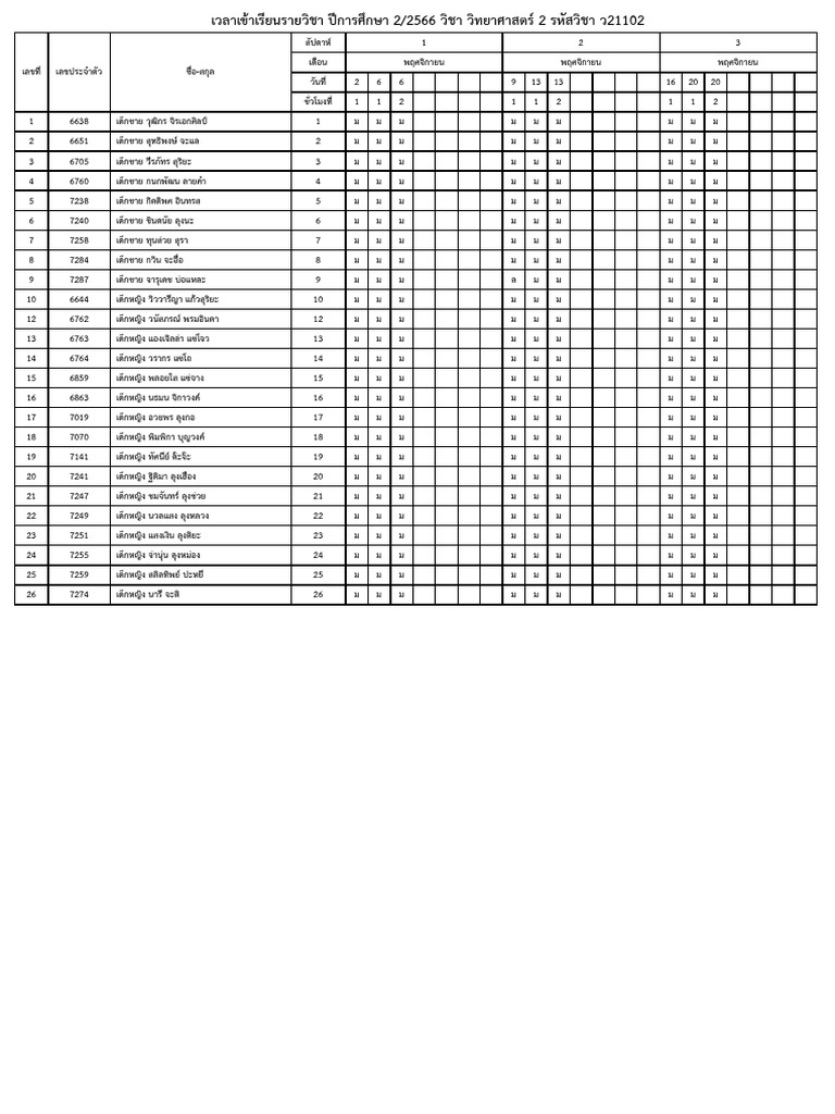 ปพ.5 - 2566 - 2 - ม.1 - 1 - วิทยาศาสตร์ 2 | PDF