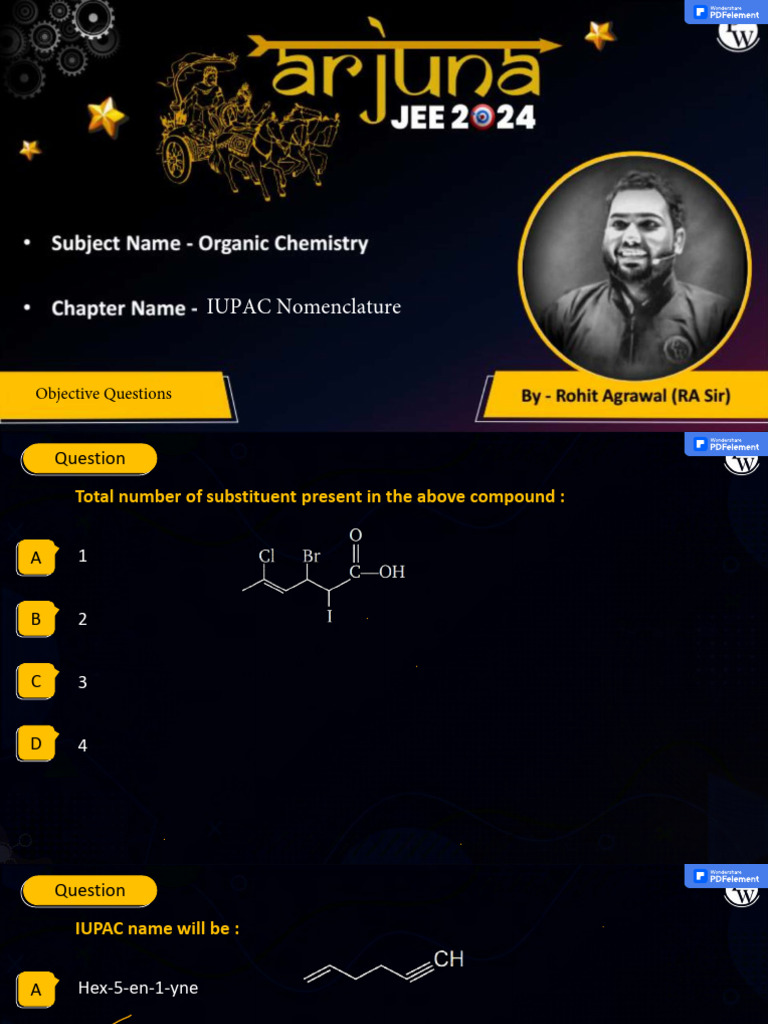 IUPAC Nomenclature Quiz | PDF | International Union Of Pure And Applied ...