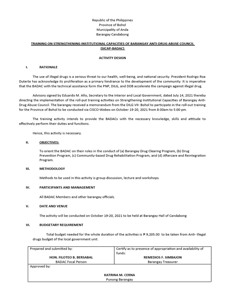 Activity Design - Sicap Badac | PDF