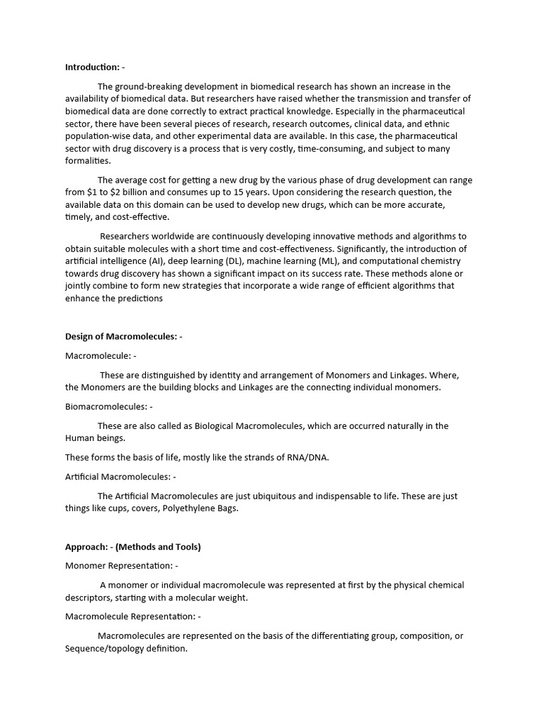 Design Of Macromolecules Using Ml Summary Pdf Macromolecules Machine Learning