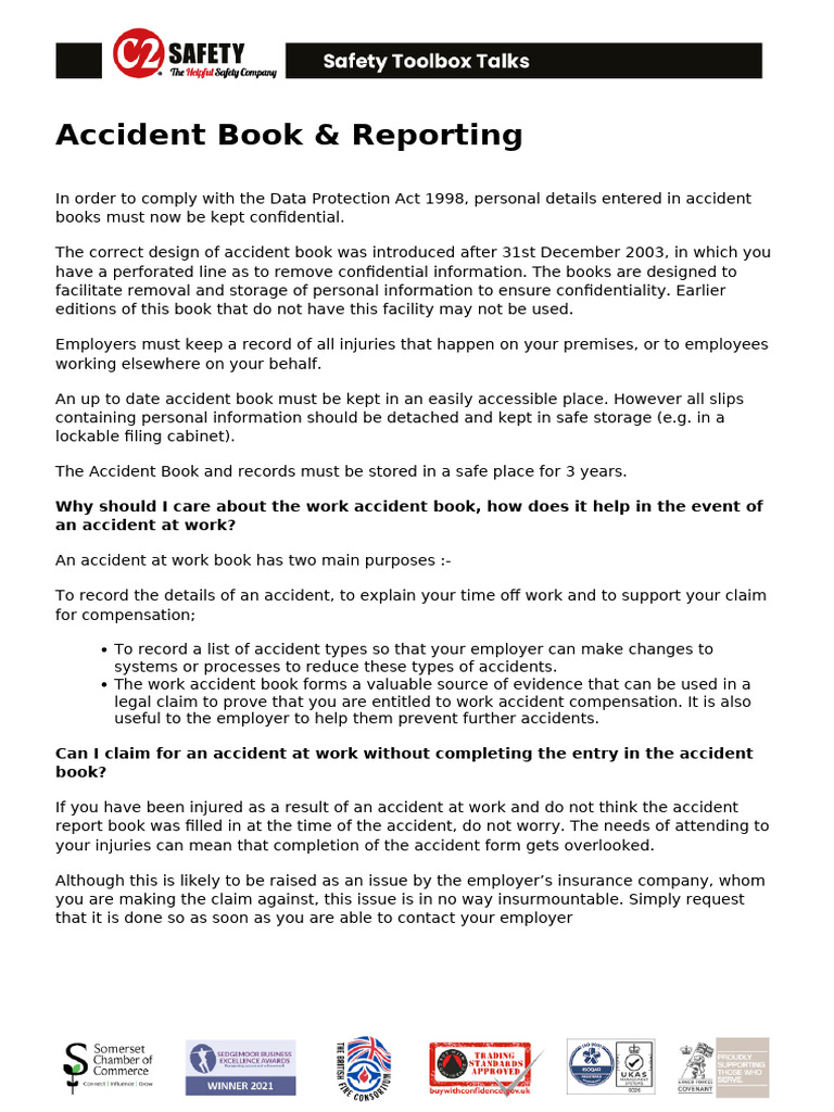 Accident Book & Reporting | PDF