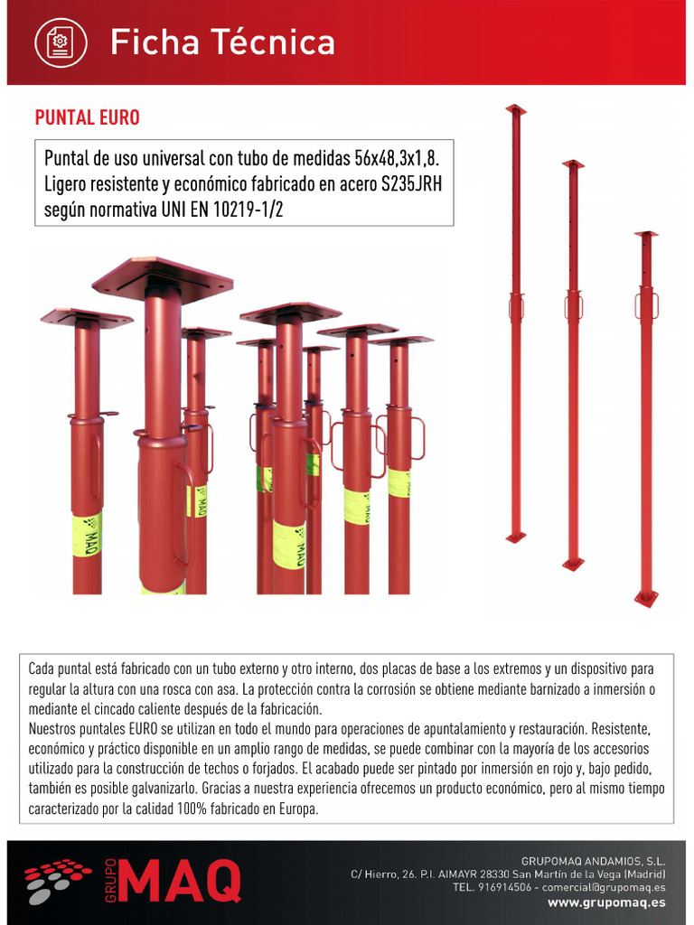 Puntal - EURO - Ficha TÃ©cnica | Descargar gratis PDF | Metales de ...