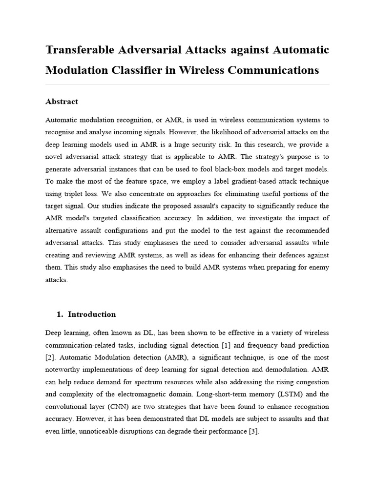 Transferable Adversarial Attacks Against Automatic Modulation Classifier in Wireless ...