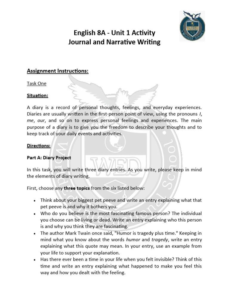 8A Unit One Unit Activity - Task One - 2022 2 | PDF