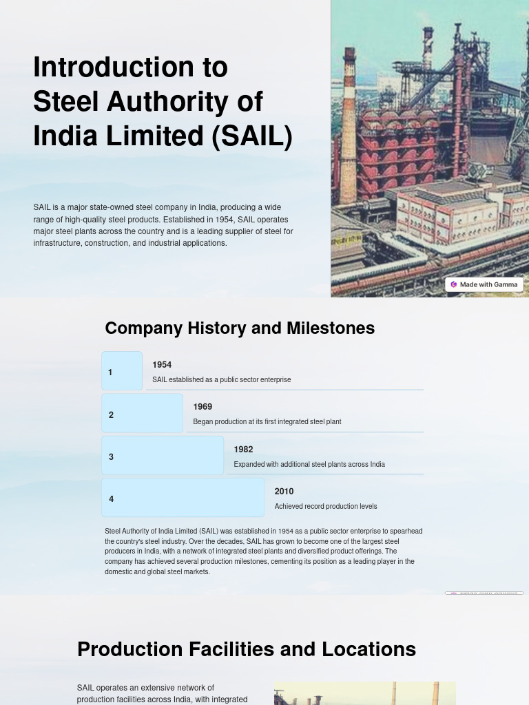 Introduction To Steel Authority of India Limited SAIL | PDF | Efficient ...