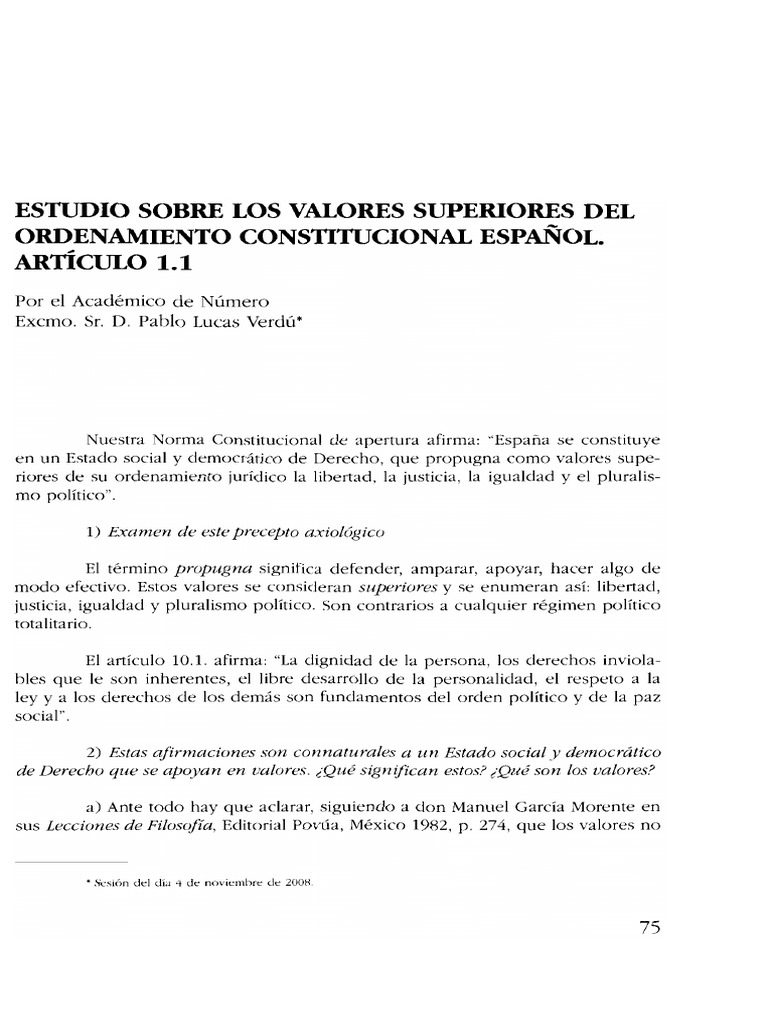 Pablo Lucas Verdú (2008) Estudio sobre los valores superiores del ...