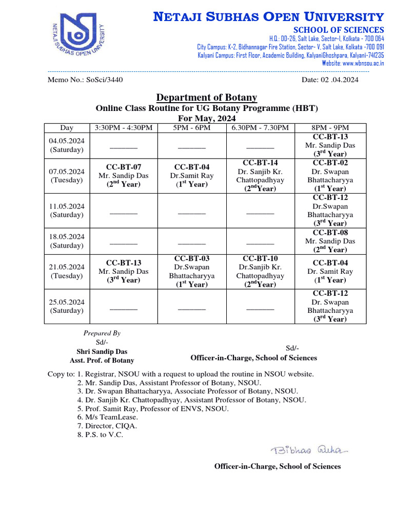 HBT Online Class Routine May 2024 | PDF